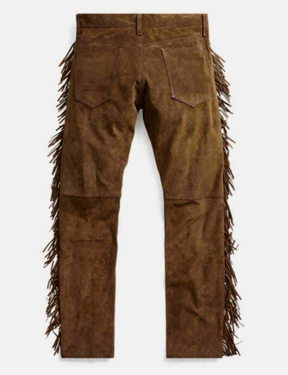 Men Suede Western Style Cowboy Leather Pant With Fringe - Etsy