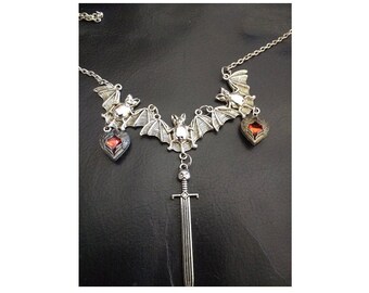 Bat Wing Heart Necklace - Etsy
