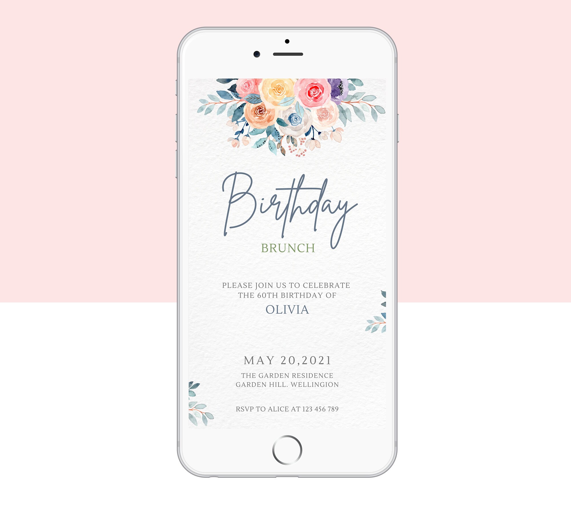 Smartphone Birthday Brunch Invitation, Electronic Invite, iPhone ...