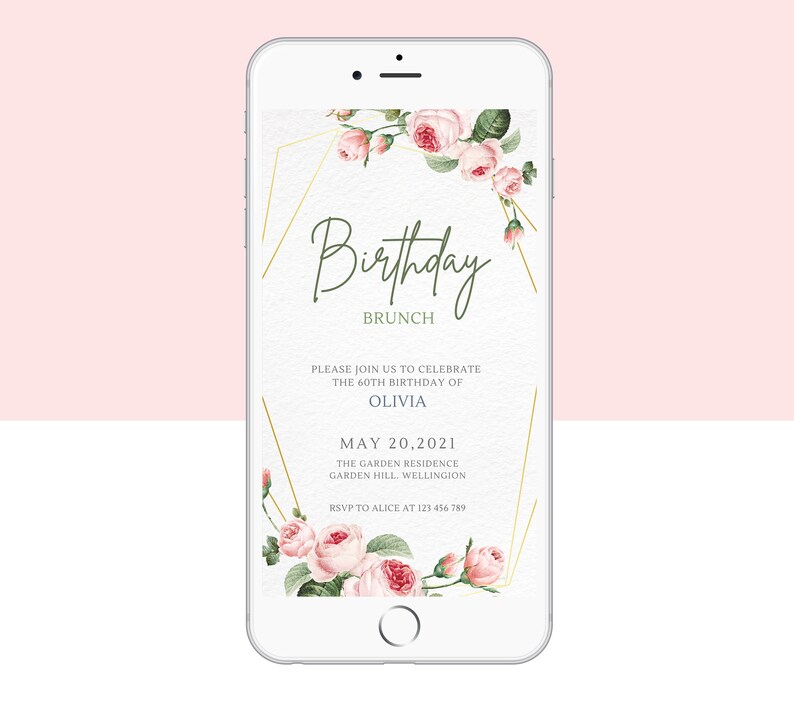 Smartphone Birthday Brunch Invitation, Electronic Invite, iPhone ...