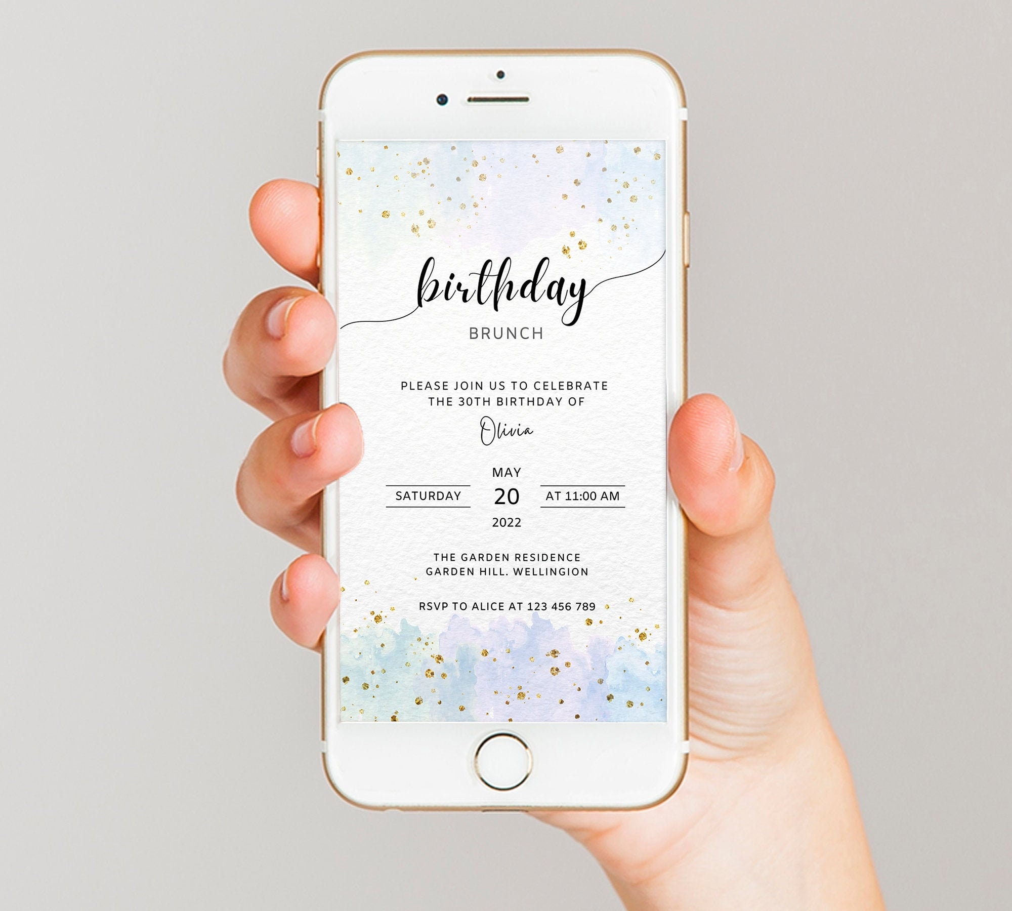 Smartphone Birthday Brunch Invitation, Electronic Invite, iPhone ...