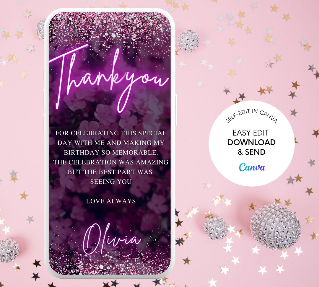 Electronic Thank You Note Template: Modern Ecard (digital Download) - Etsy
