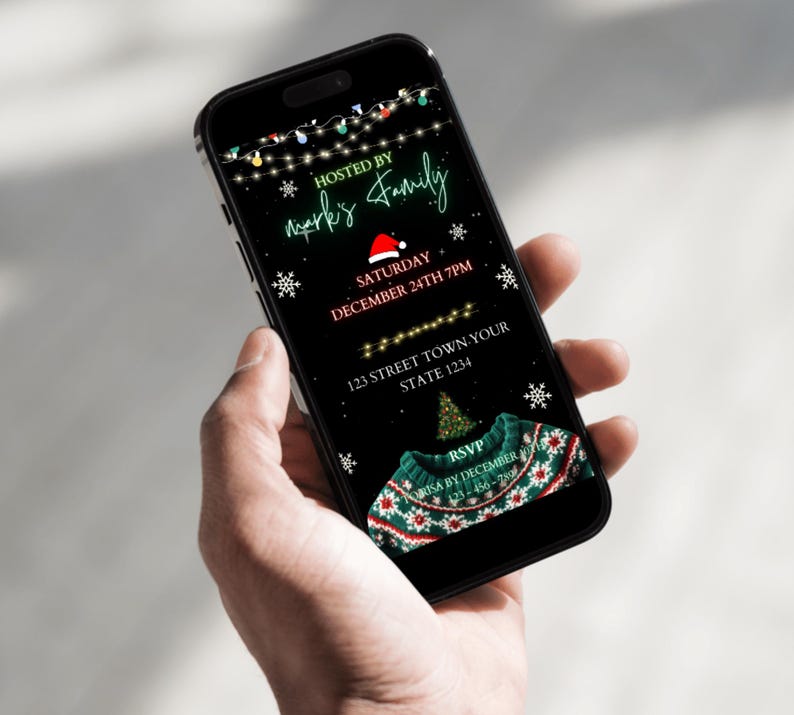 Digital Ugly Sweater Party Invitation, Editable Christmas Ugly Sweater ...