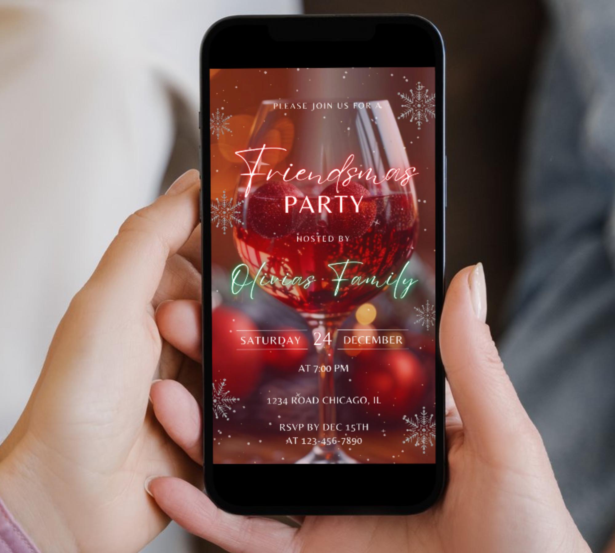 Red Friendsmas Party Invitation, Friendsmas Dinner Animated Invitation ...