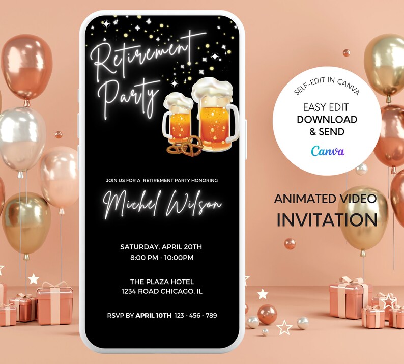 Retirement Party Invitation, Beer Retirement Party Invite for a Man ...