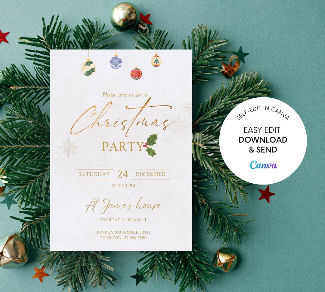 Christmas Party Invitation, Holiday Party Invitation Template ...