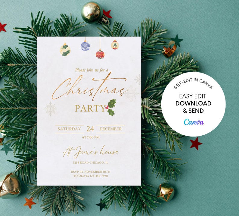 Editable Christmas Party Invitation Template (digital Download) - Etsy