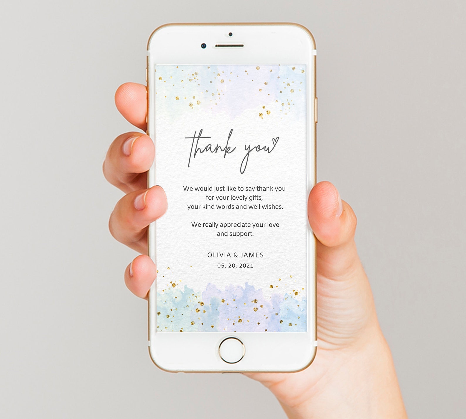 Electronic Thank You Card Template Digital, Blue Shiny Thank You Ecard ...