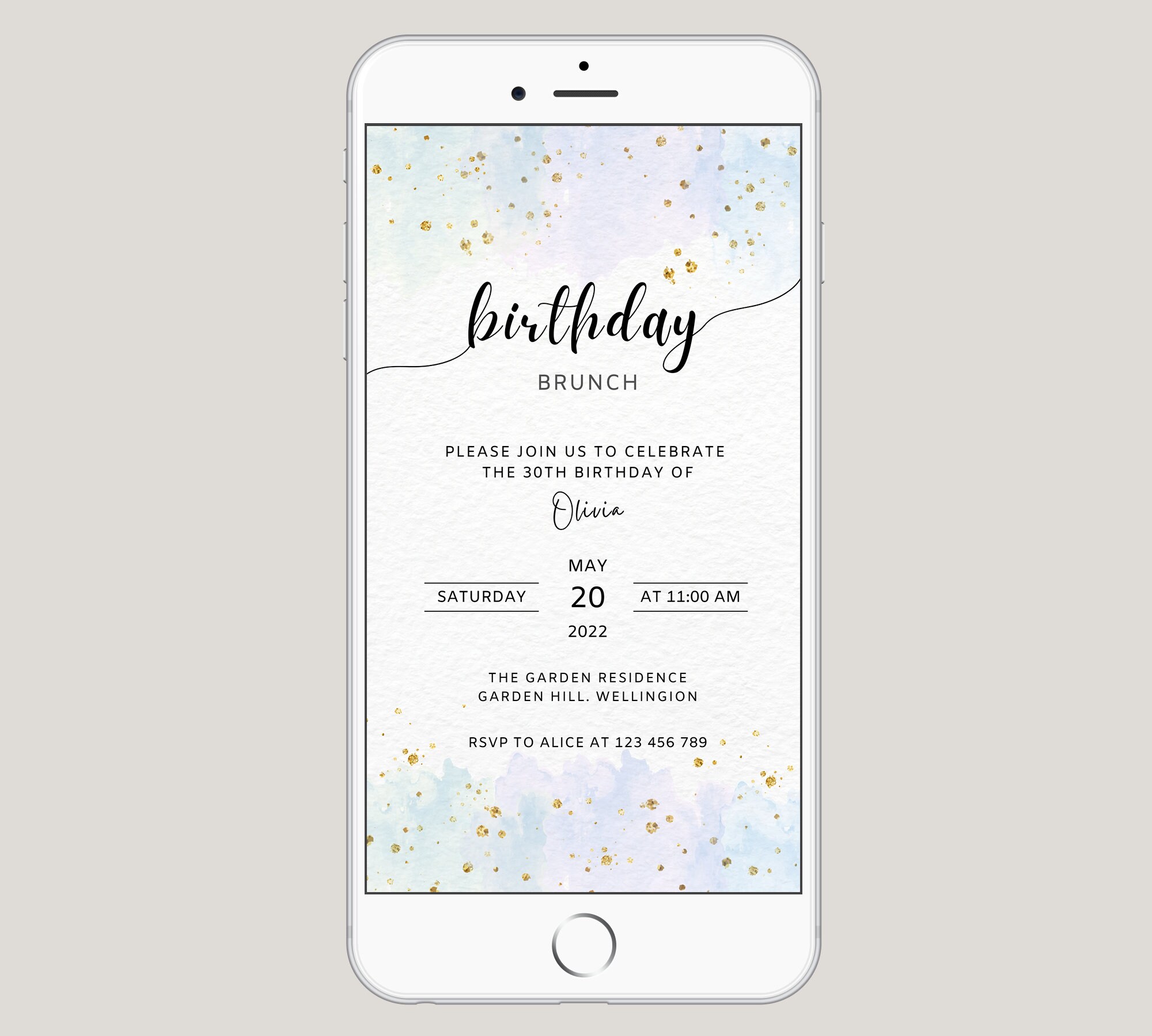 Smartphone Birthday Brunch Invitation, Electronic Invite, iPhone ...