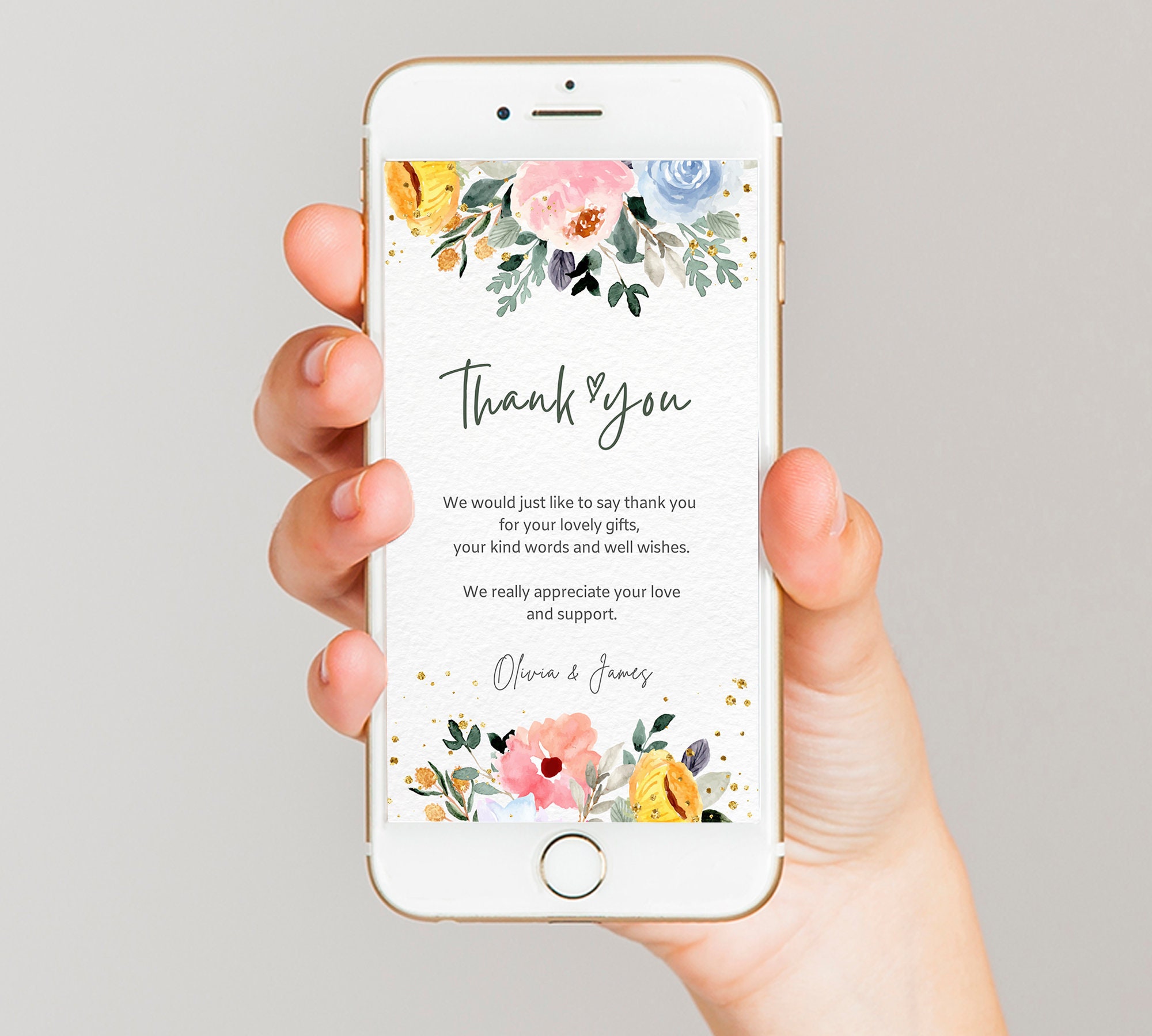 Electronic Thank You Card Template Digital, Editable Digital Download ...