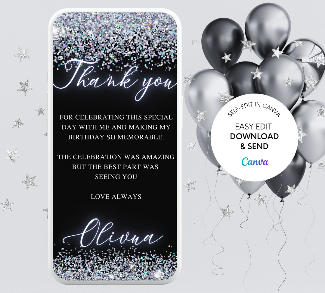 Electronic Modern Thank You Template Digital, Editable Digital Download ...