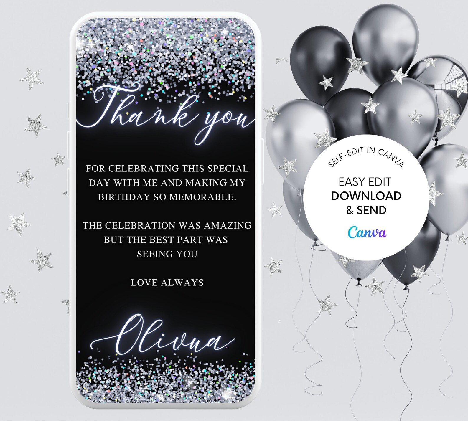 Electronic Modern Thank You Template Digital, Editable Digital Download ...