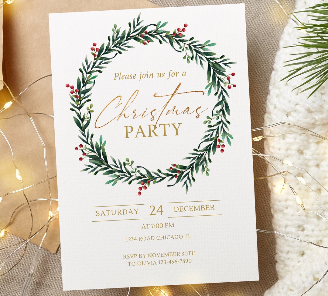 Christmas Invitation Digital Download, Christmas Party Invitation ...