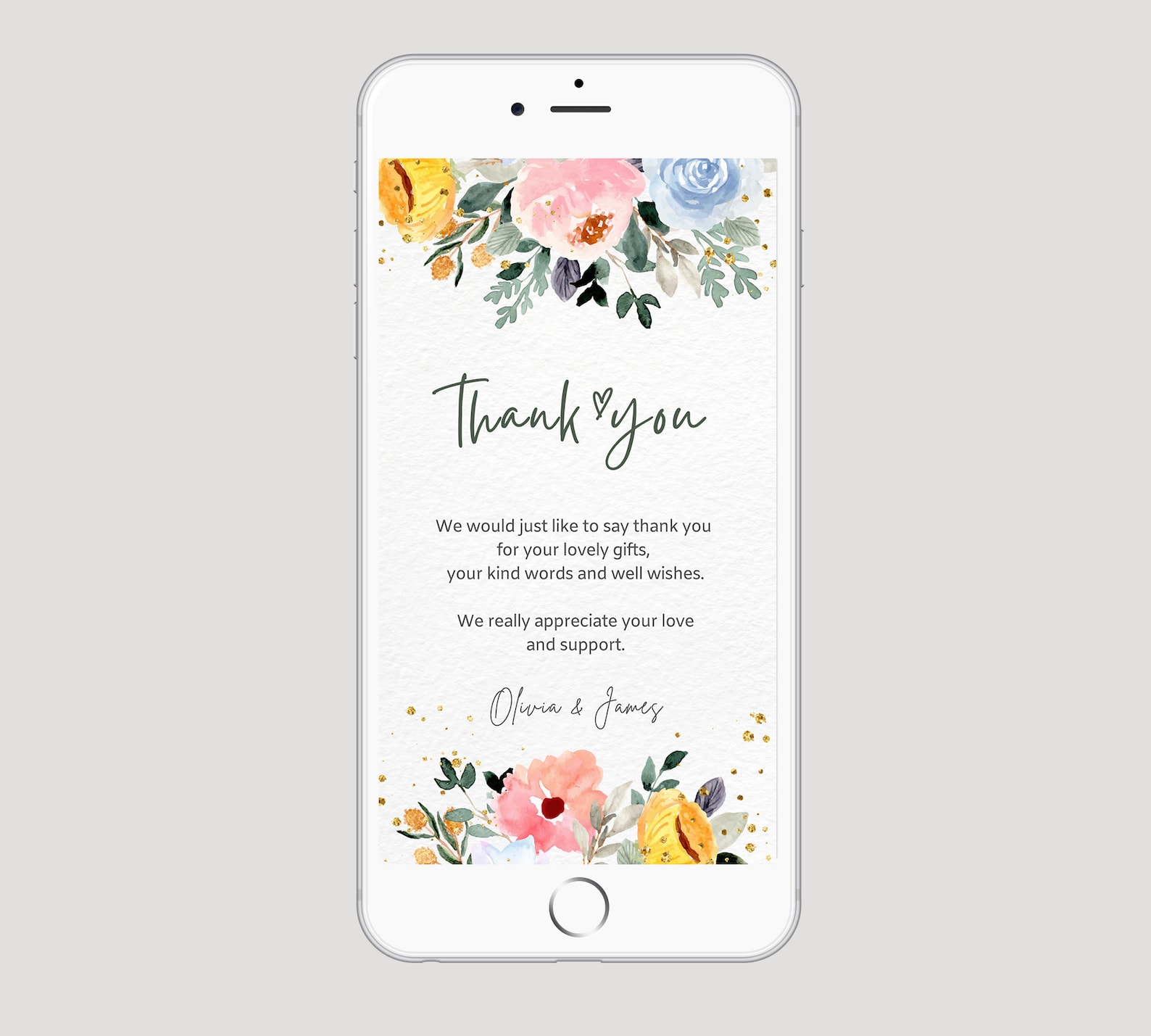 Electronic Thank You Card Template Digital, Editable Digital Download ...
