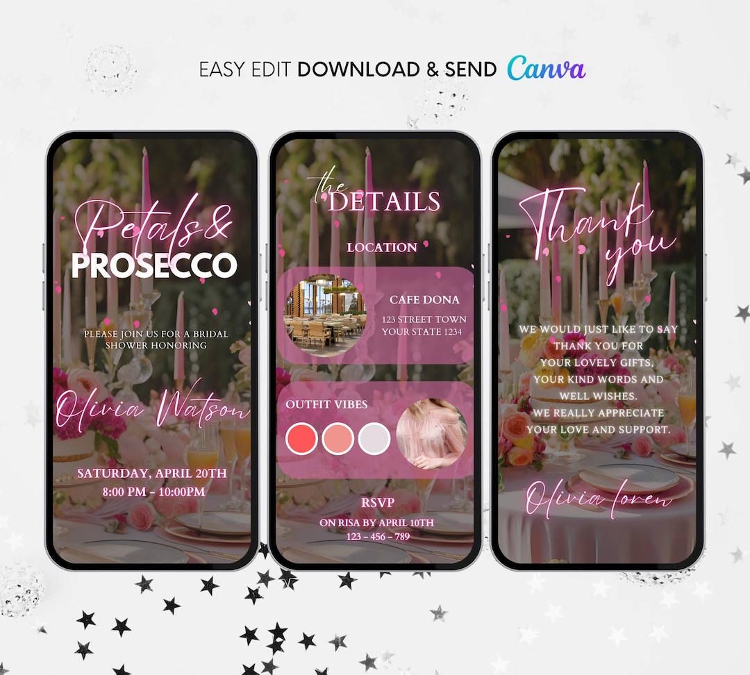 Petals and Prosecco Bridal Shower Brunch Invitation, Champagne Party ...