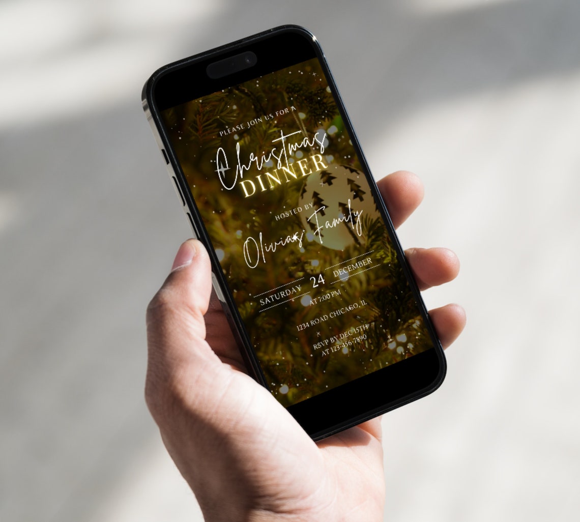 Digital Christmas Dinner Invitation With Menu. Animated Video Xmas ...