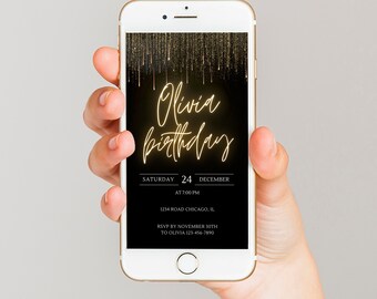 Smartphone Birthday Brunch Invitation Electronic Invite | Etsy