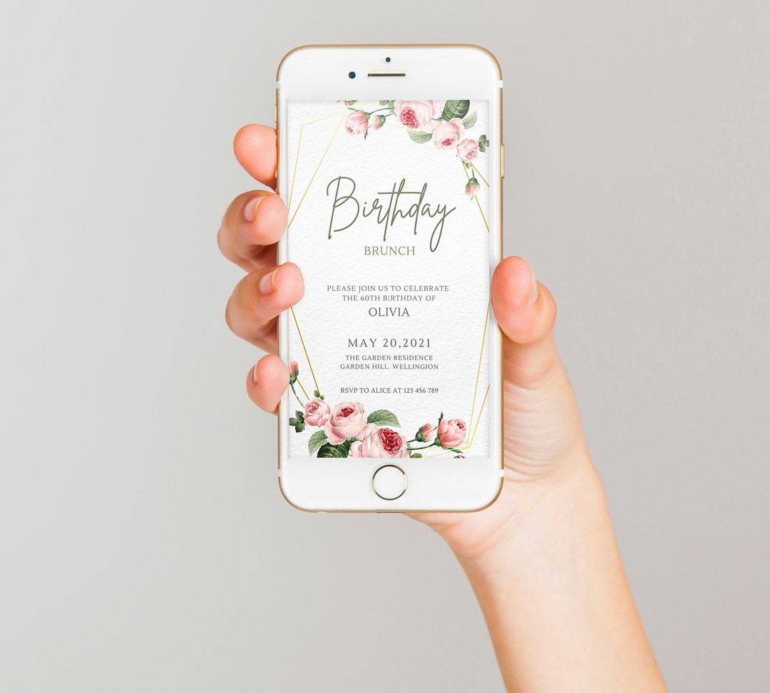 Smartphone Birthday Brunch Invitation, Electronic Invite, iPhone ...