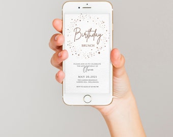 Smartphone Birthday Brunch Invitation Electronic Invite | Etsy