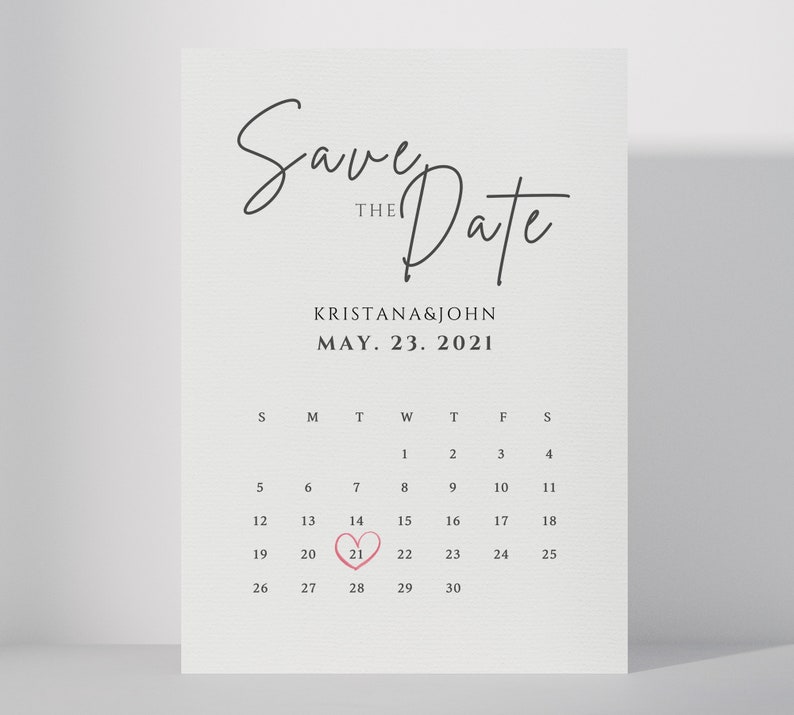Calendar Save the Date Template: Editable Wedding Invitation (canva) - Etsy