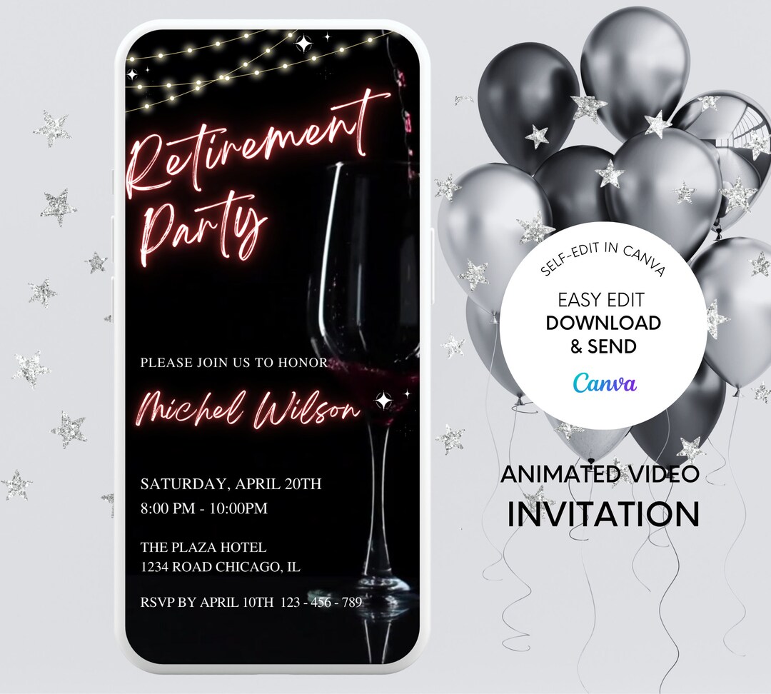 Retirement Party Invitation, Wine Retirement Party Invite for a Man ...