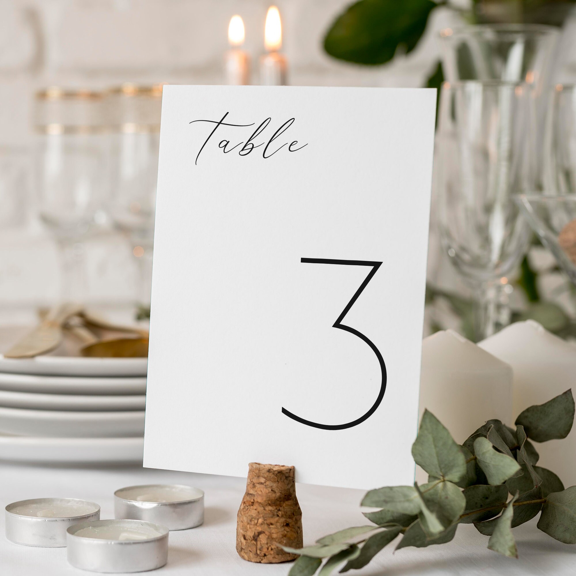 Modern Table Numbers Template, Minimal Table Numbers, Minimal Wedding ...