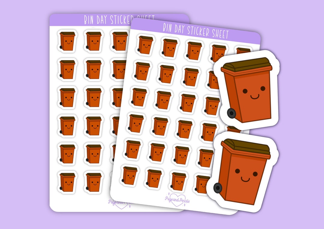 Brown Bin Day Planner Stickers, Garbage Diary Stickers, Rubbish Sticker ...