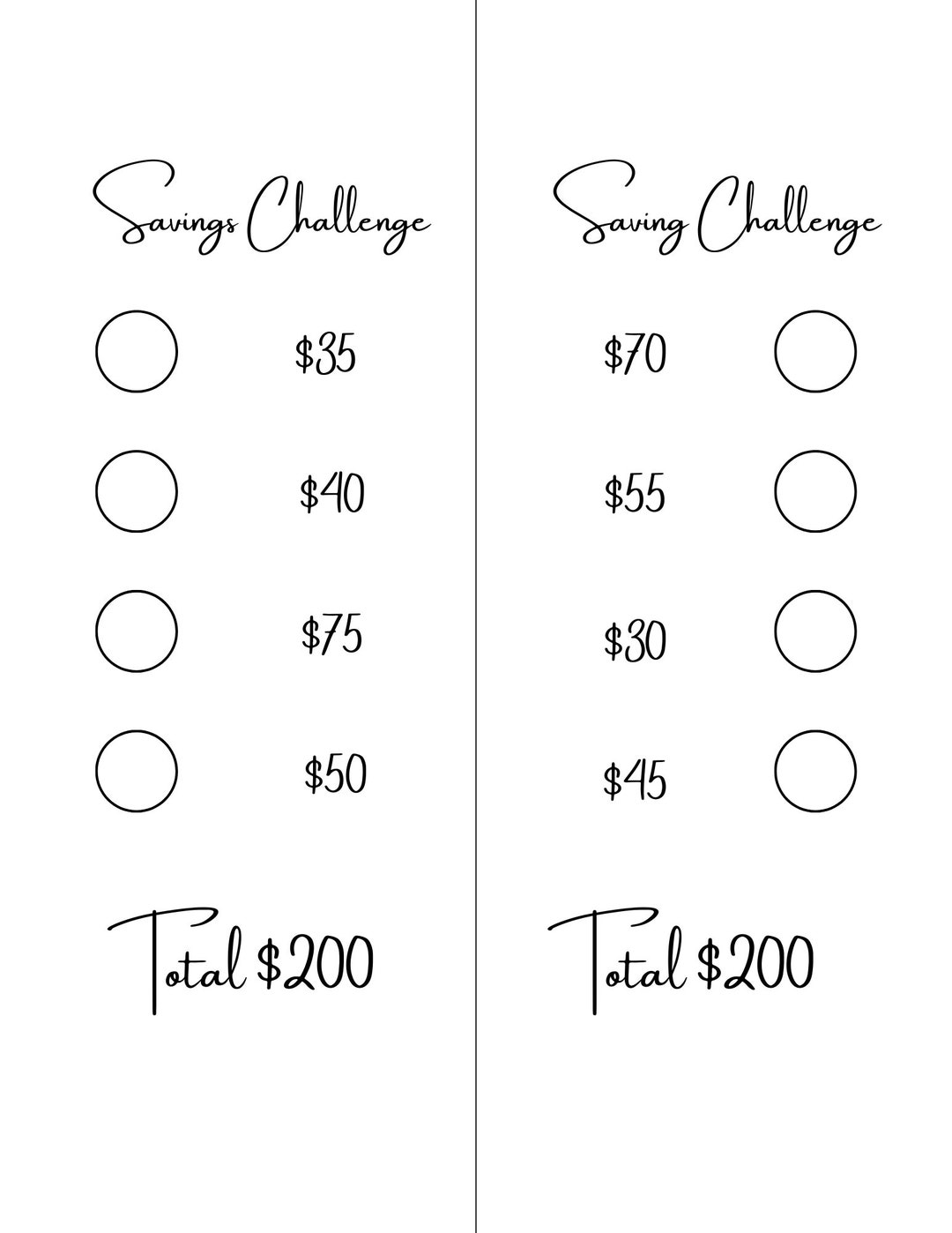 400 Dollar Savings Challenge - Etsy