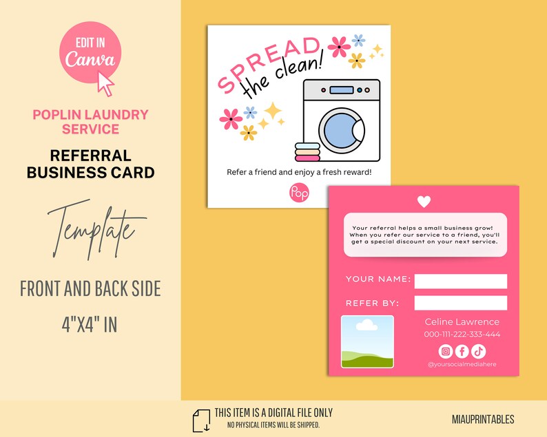 Poplin App Laundry Service-printable Marketing,flyer,thankyou Card ...