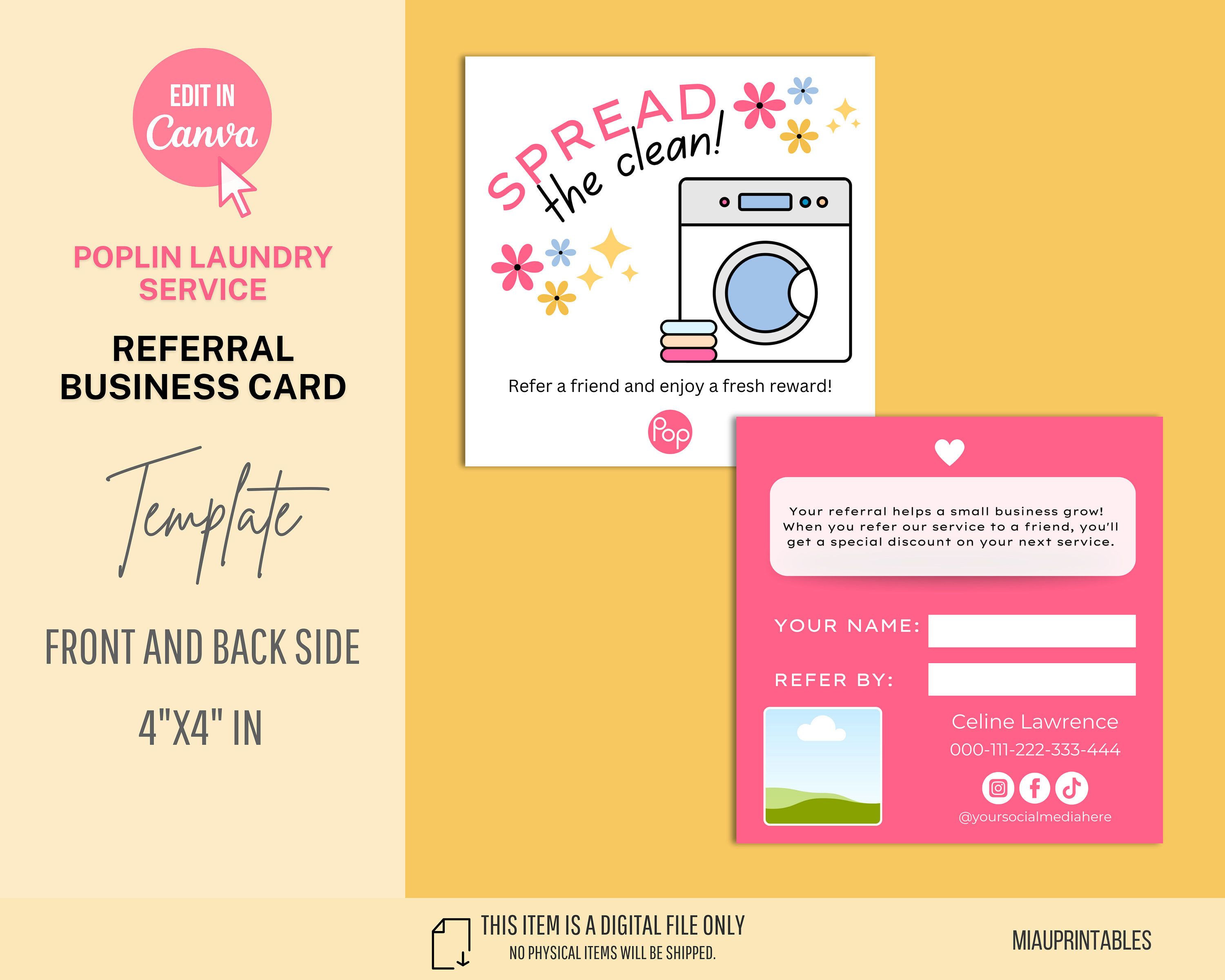 Poplin App Laundry Service-printable Marketing,flyer,thankyou Card ...