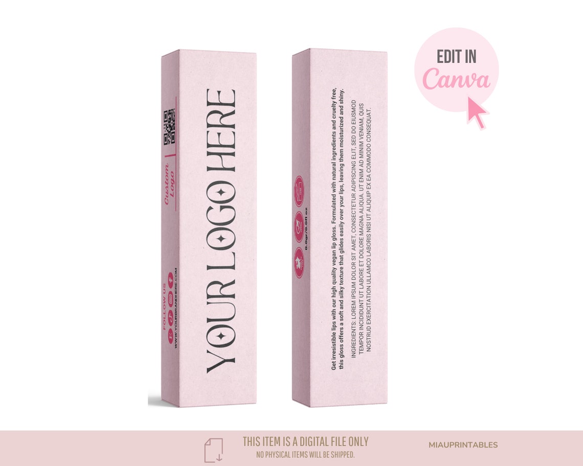 Editable Lip Gloss, Lipstick Rectangle Box, Create Your Own Lip Gloss ...