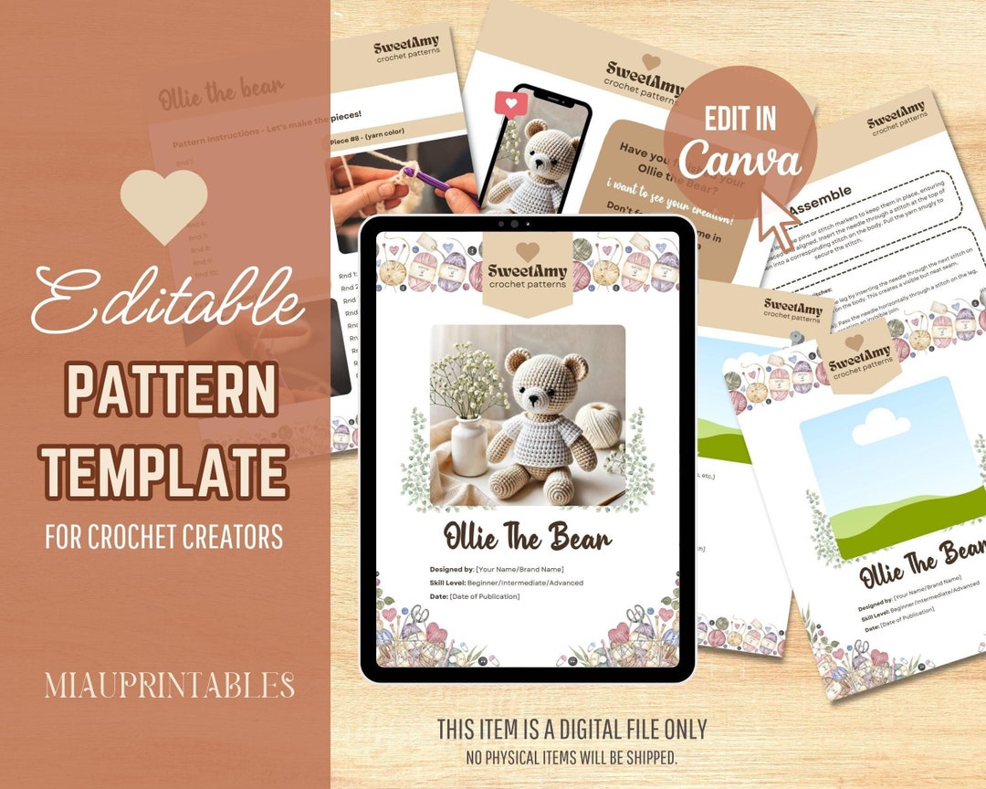 Editable Crochet & Knit Pattern Template - for Crochet Creators ...