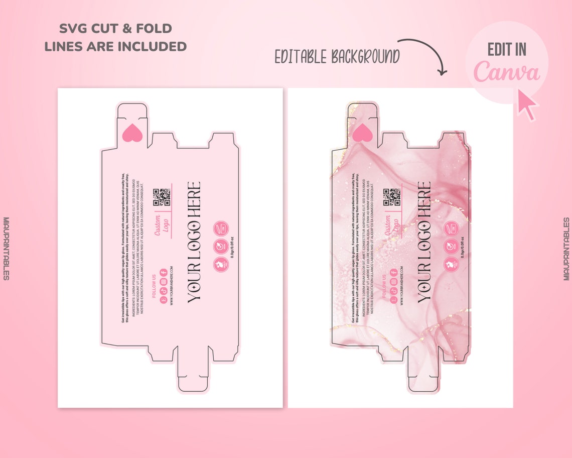 Editable Lip Gloss, Lipstick Rectangle Box, Create Your Own Lip Gloss ...