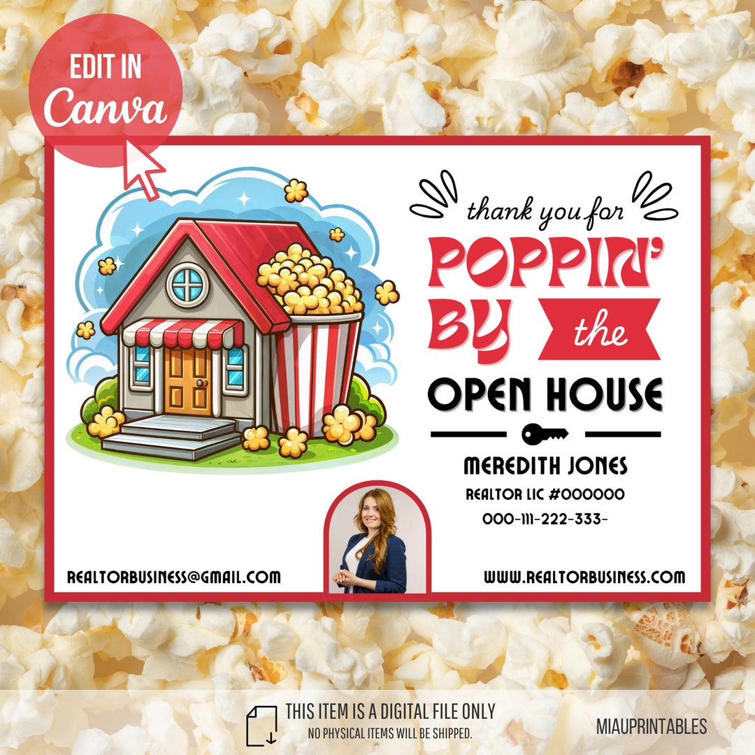 Thank You for Popping by Our Open House Realtor Pop by Tags - Editable ...