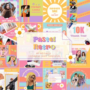 40 Retro Groovy Templates Pastel Retro Easy to edit with Canva Colorful ...