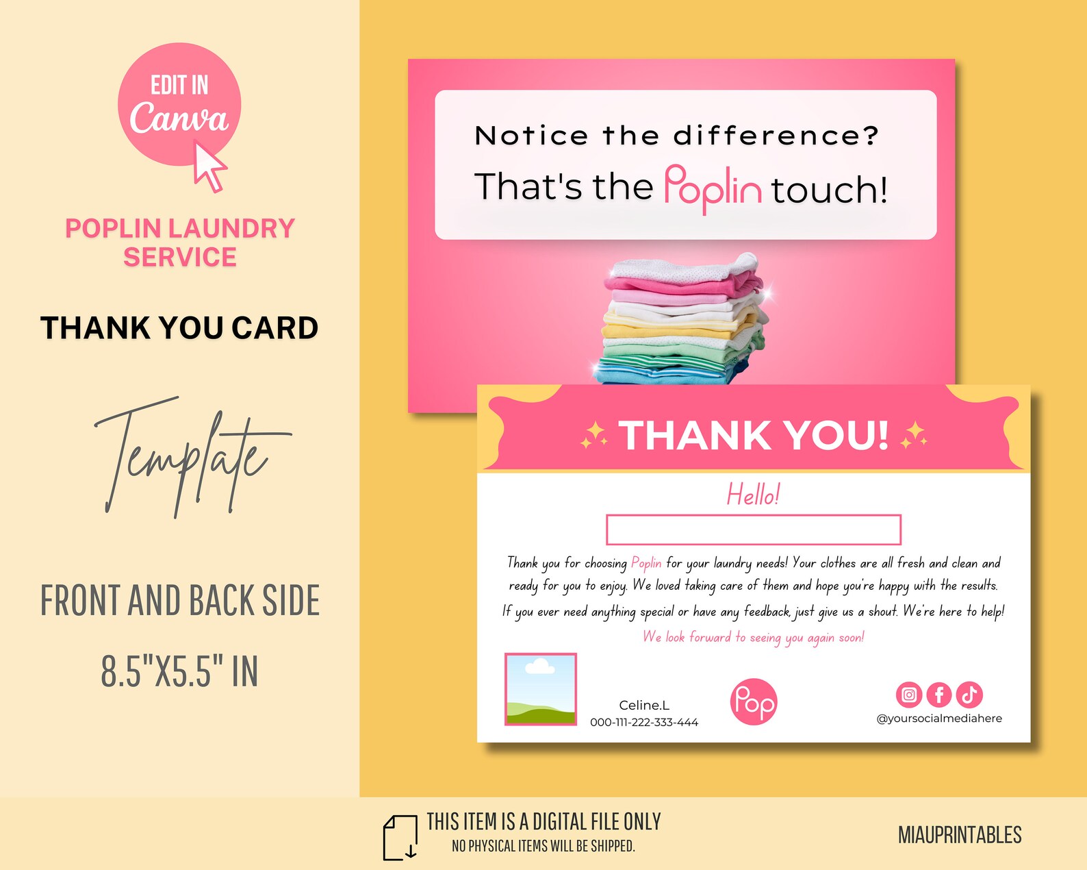Poplin App Laundry Service-printable Marketing,flyer,thankyou Card ...