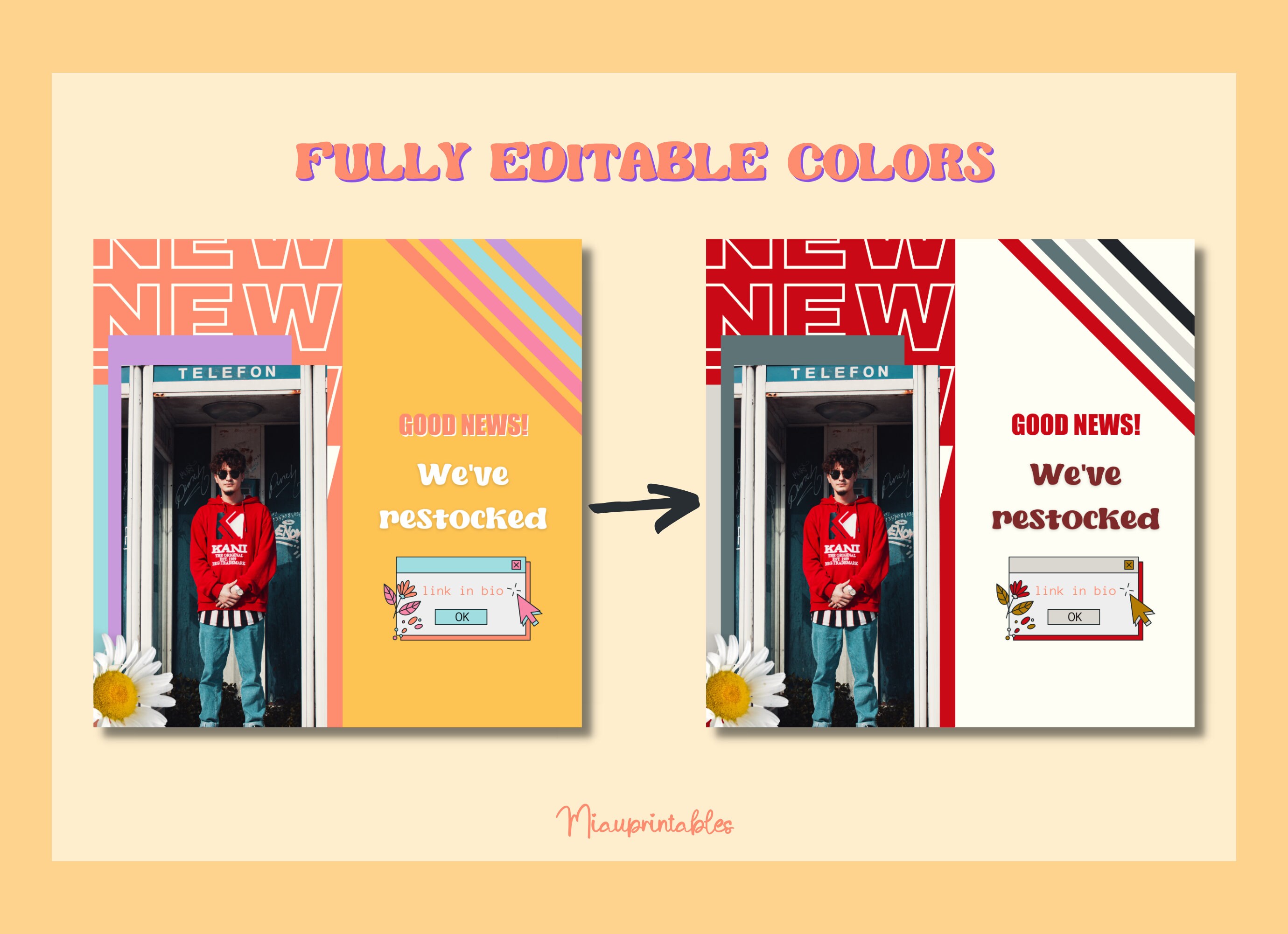 40 Retro Groovy Templates Pastel Retro Easy to edit with Canva Colorful ...