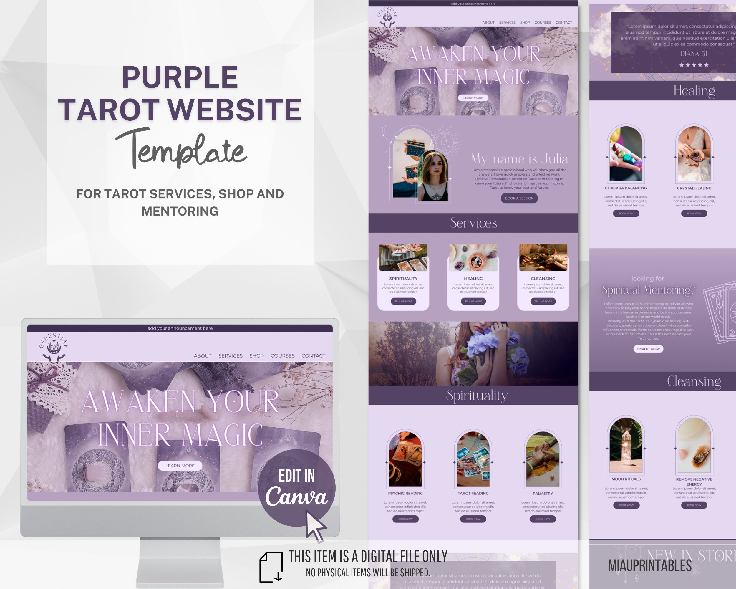 Tarot Website - One Landing Page Template for Canva - Responsive Web ...