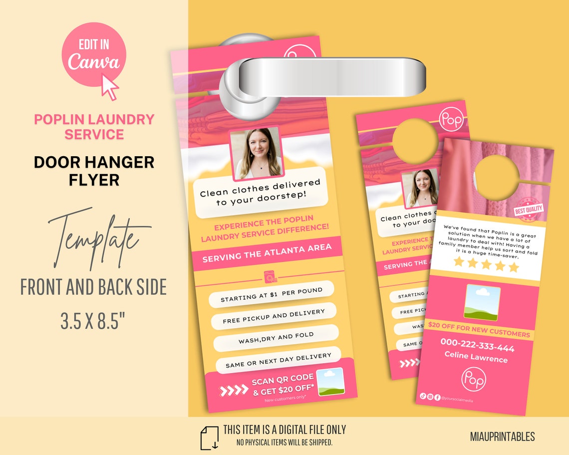 Poplin App Laundry Service-printable Marketing,flyer,thankyou Card ...