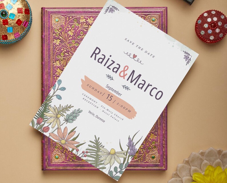 Floral Wedding Invitation Template | Editable Canva Design (digital ...