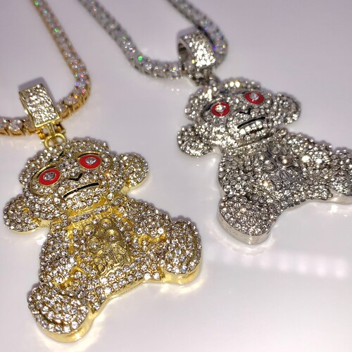 NBA Youngboy Monkey 18k Gold/white Gold CZ Diamond Hiphop Iced - Etsy
