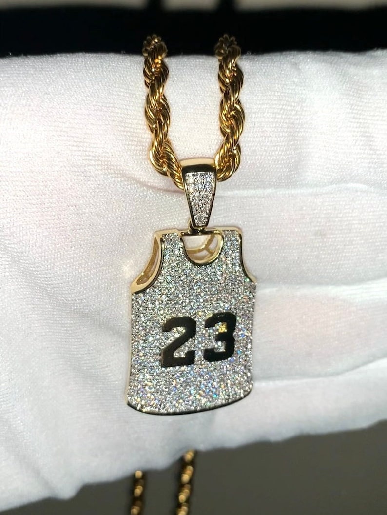 18k Gold CZ Diamond Number 23 Basketball Jersey Hiphop Pendant | Etsy