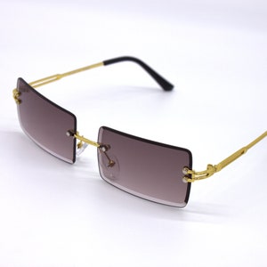 Y2K Style Unisex Color Frame Rectangular Luxury Hiphop Sunglasses ...