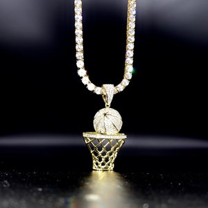 18k Gold CZ Diamond Number 23 Basketball Jersey Hiphop Pendant Necklace ...
