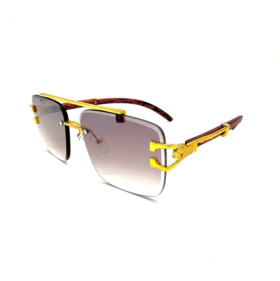 Gold Y2K Buffs Panther Jaguar Frame Vintage Shades/sunglasses - Etsy