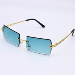 Y2K Style Unisex Color Frame Rectangular Luxury Hiphop Sunglasses ...