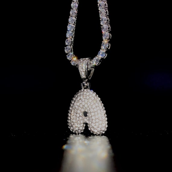 18k Gold/white Gold CZ Diamond Initial Letter ABC Pendant With - Etsy