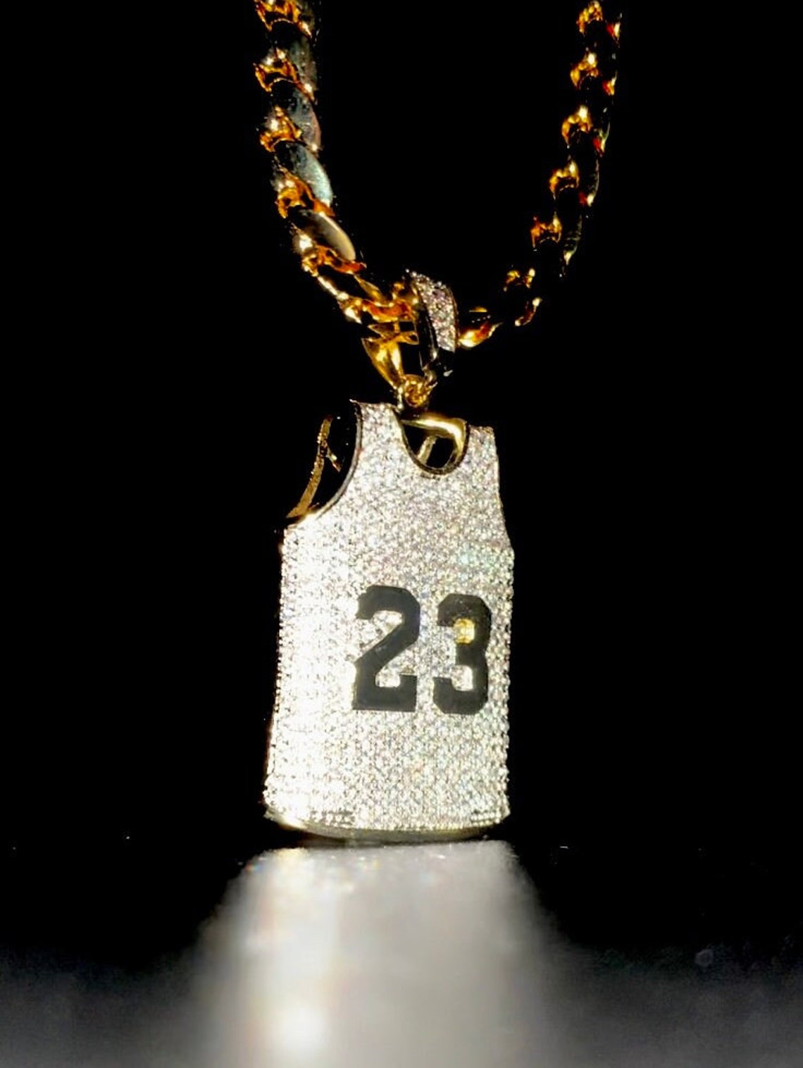 18k Gold CZ Diamond Number 23 Basketball Jersey Hiphop Pendant | Etsy
