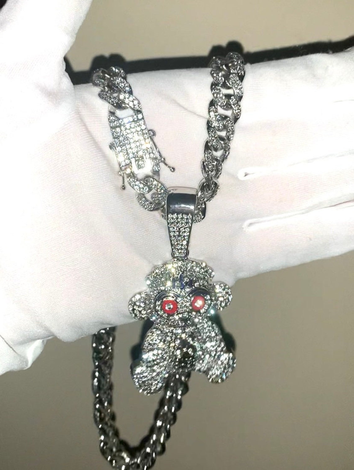 NBA Youngboy Monkey 18k Gold/white Gold CZ Diamond Hiphop Iced - Etsy