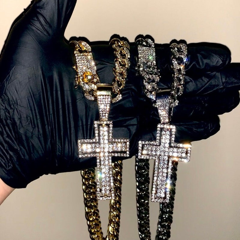Iced Out Cross Chain - Etsy